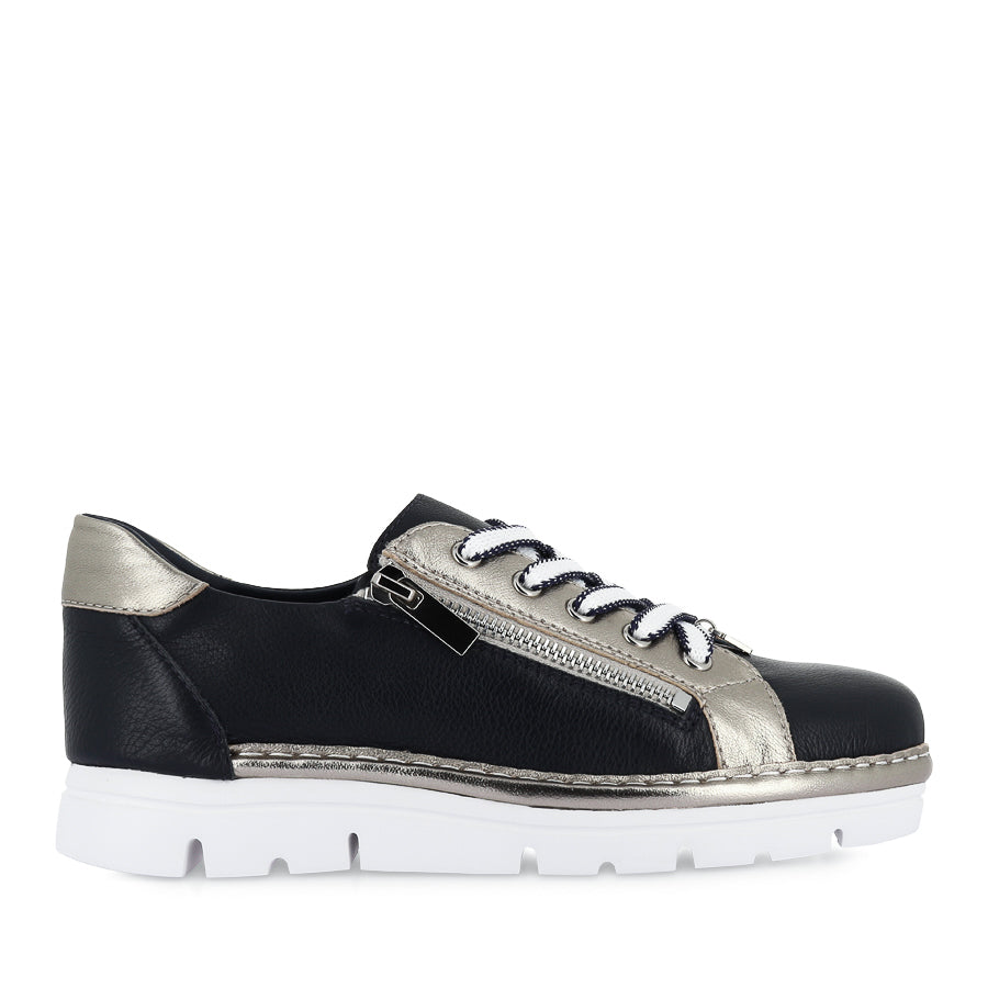 ELOS - NAVY ARGENTO LEATHER – Evans Shoes
