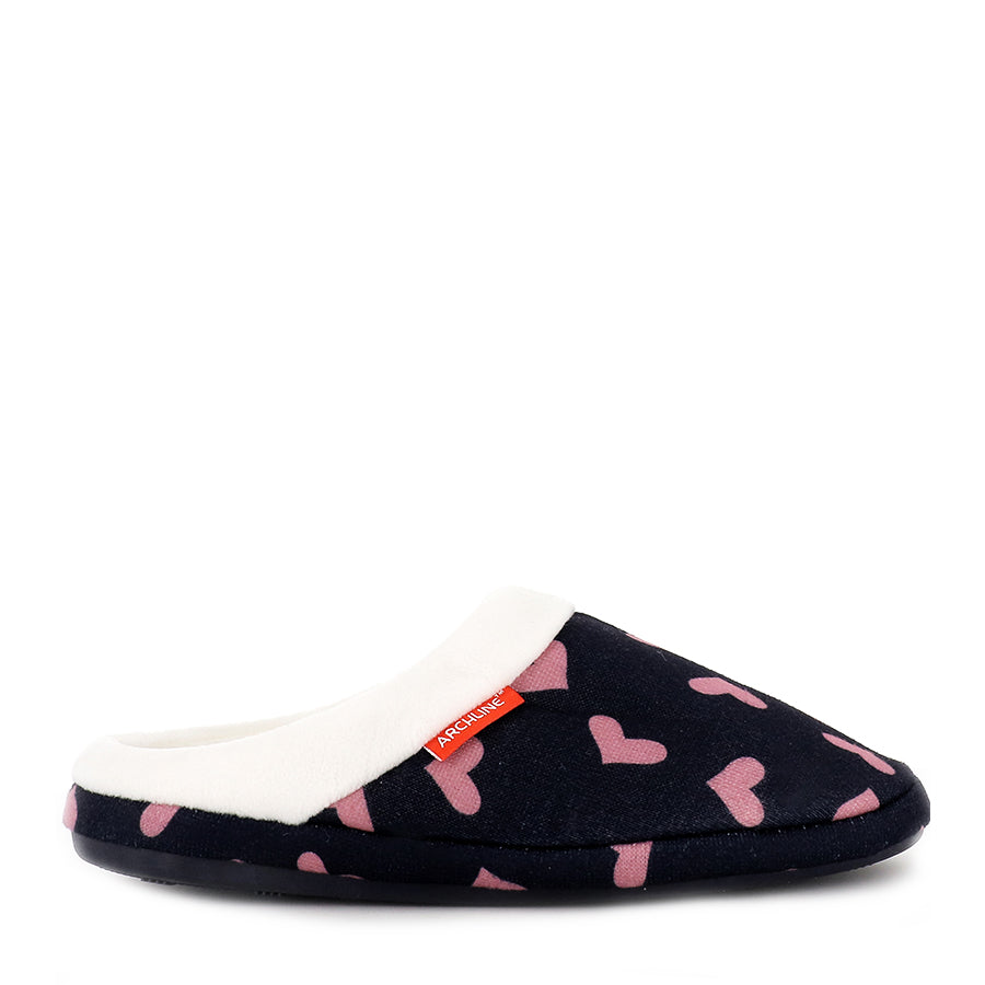 KALLI SLIP ON - NAVY PINK HEARTS – Evans Shoes